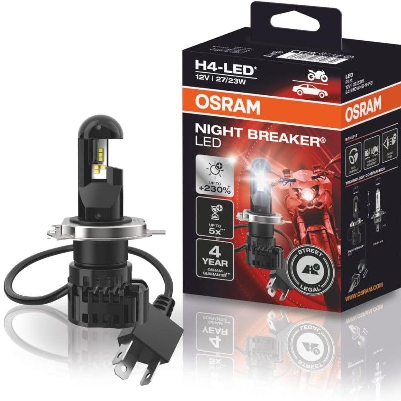Osram Night Breaker H4 LED Pære Til MC (Lovlig) - MC Forlygte Pærer ...